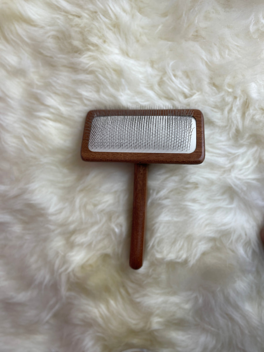 wooden soft pad slicker brush large – Angels Grooming Solutions
